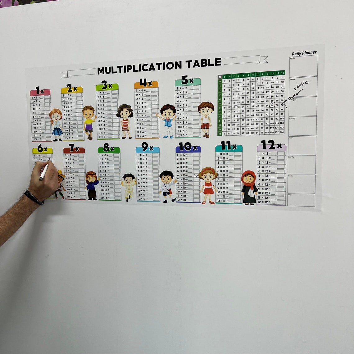 Educational for Kids Dry Erase Color Multiplication Table - Etsy