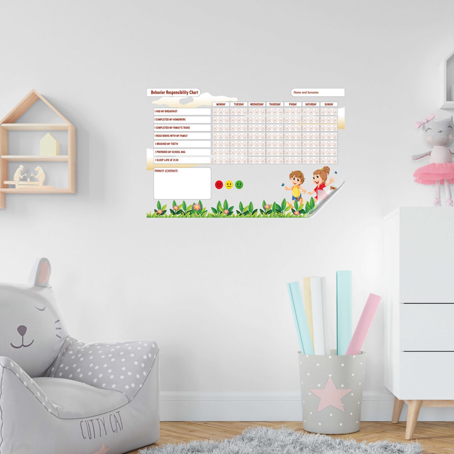 Dry Erase Behavior Responsibility Chart for Children-3 - Etsy