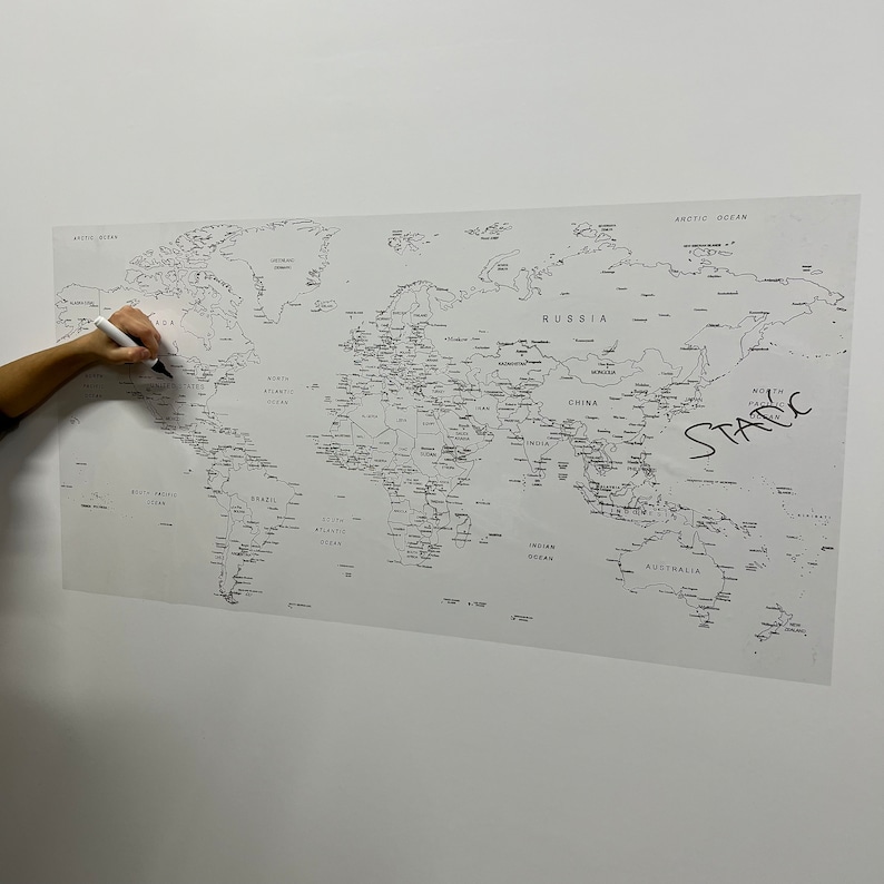 Uncolored World Map Reusable Travel Map, World Map Wall Art, Home Decor ...