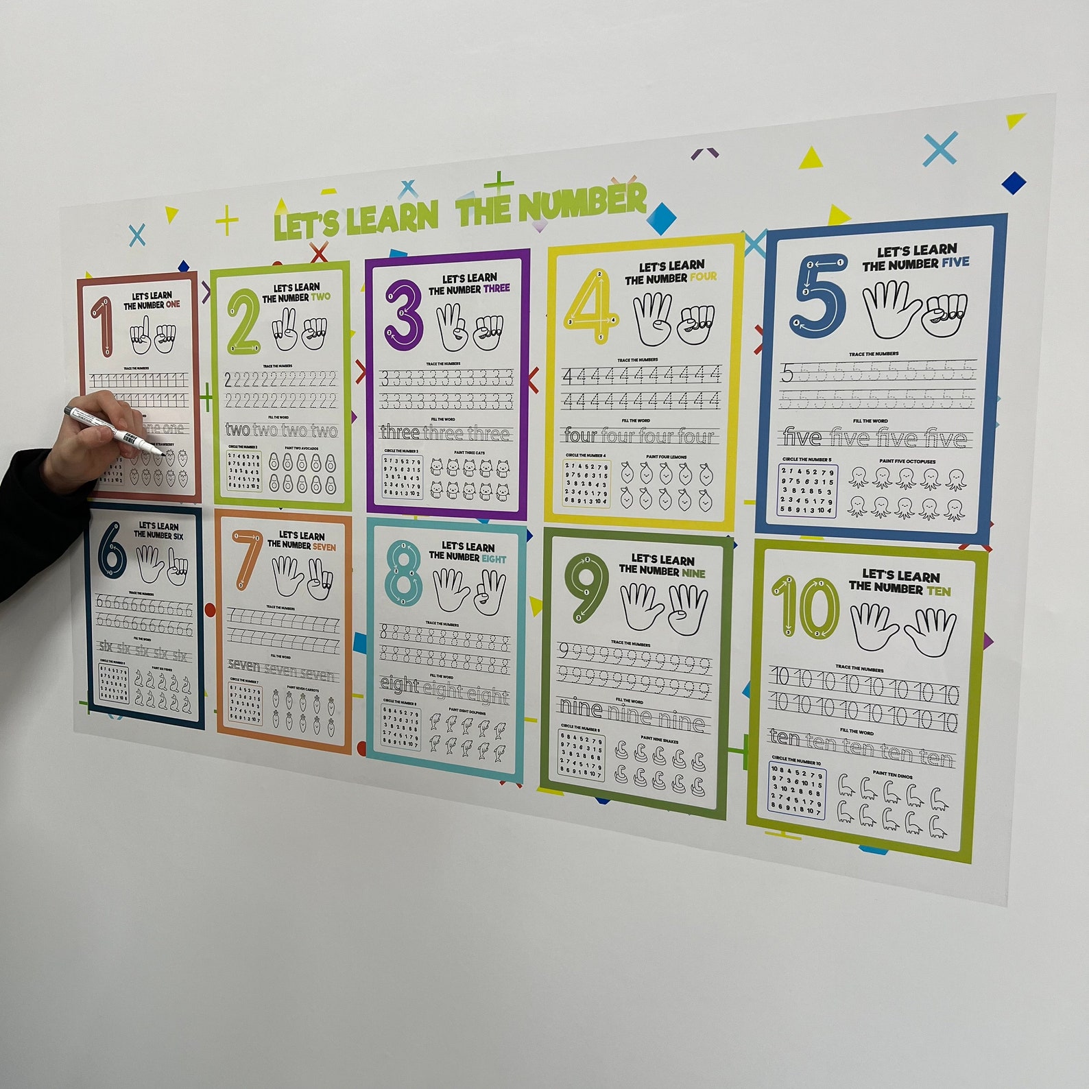 Dry Erase Line Guided English Numbers Activity Decal Number Tracing ...