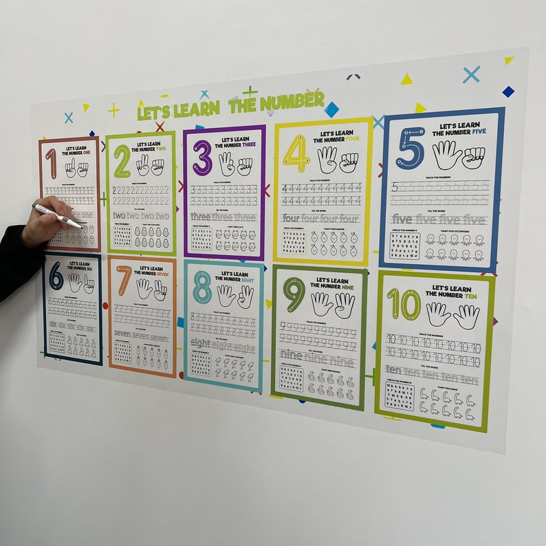 Dry Erase Line Guided English Numbers Activity Decal Number - Etsy