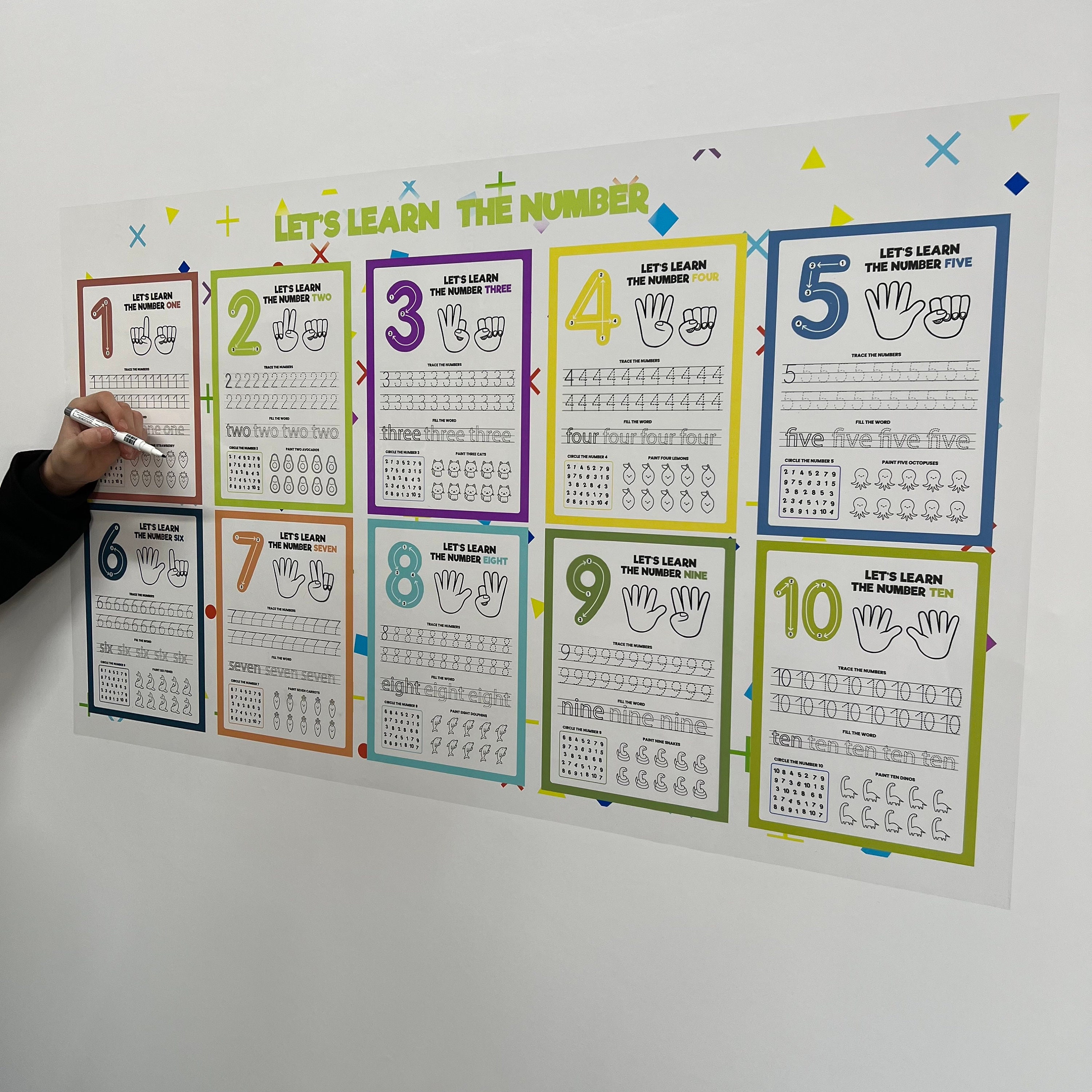 Dry Erase Line Guided English Numbers Activity Decal Number Tracing ...