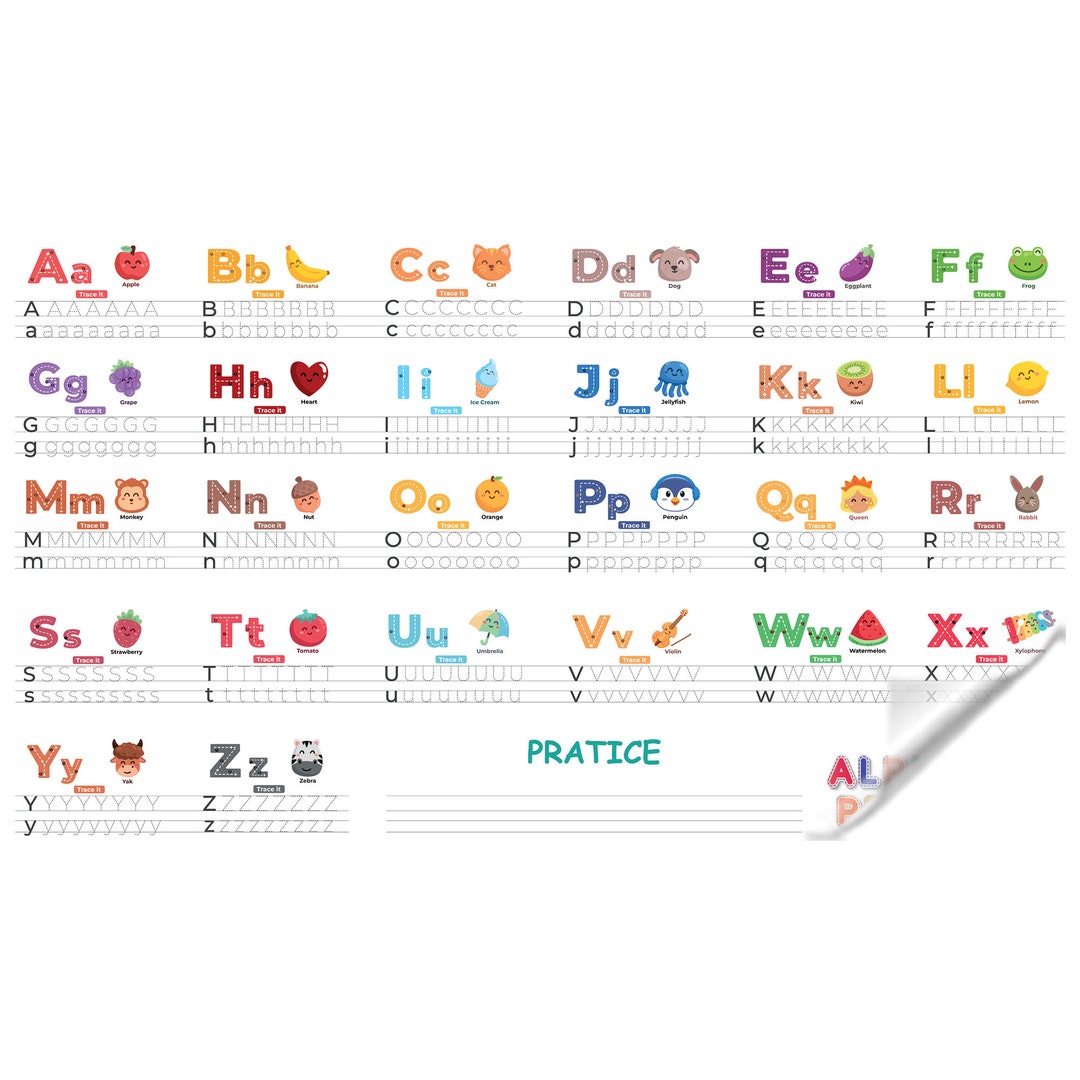Dry Erase Guided English Alphabet Activity Decal Alphabet Chart for ...