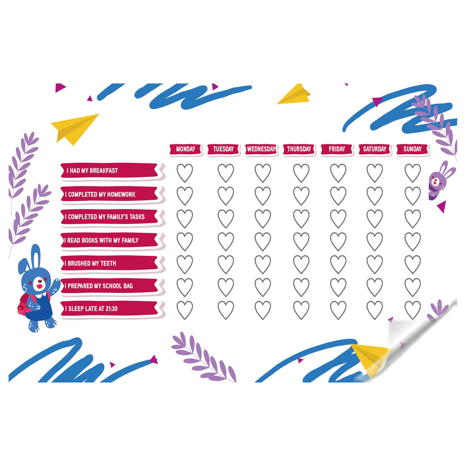 Dry Erase Behavior Responsibility Chart for Children-5 Editable Chore ...