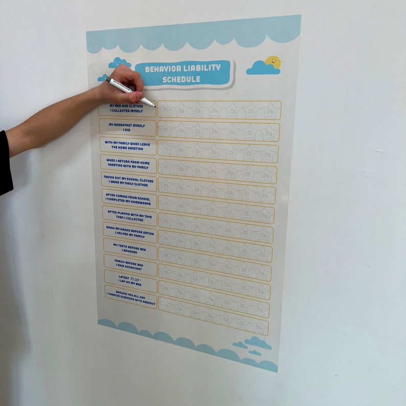 Dry Erase Behavior Responsibility Chart for Children-4 Editable Chore ...