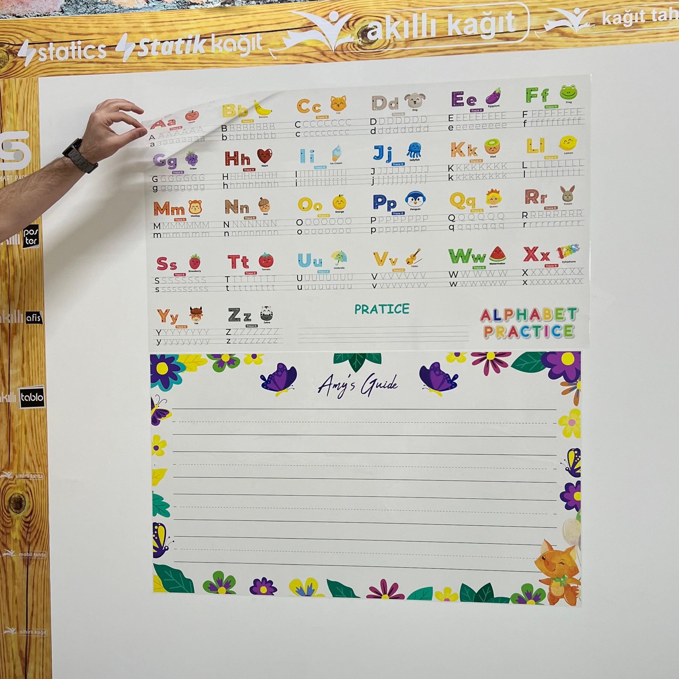 Dry Erase Activity Decal Set With English Alphabet and Grid Lines for ...