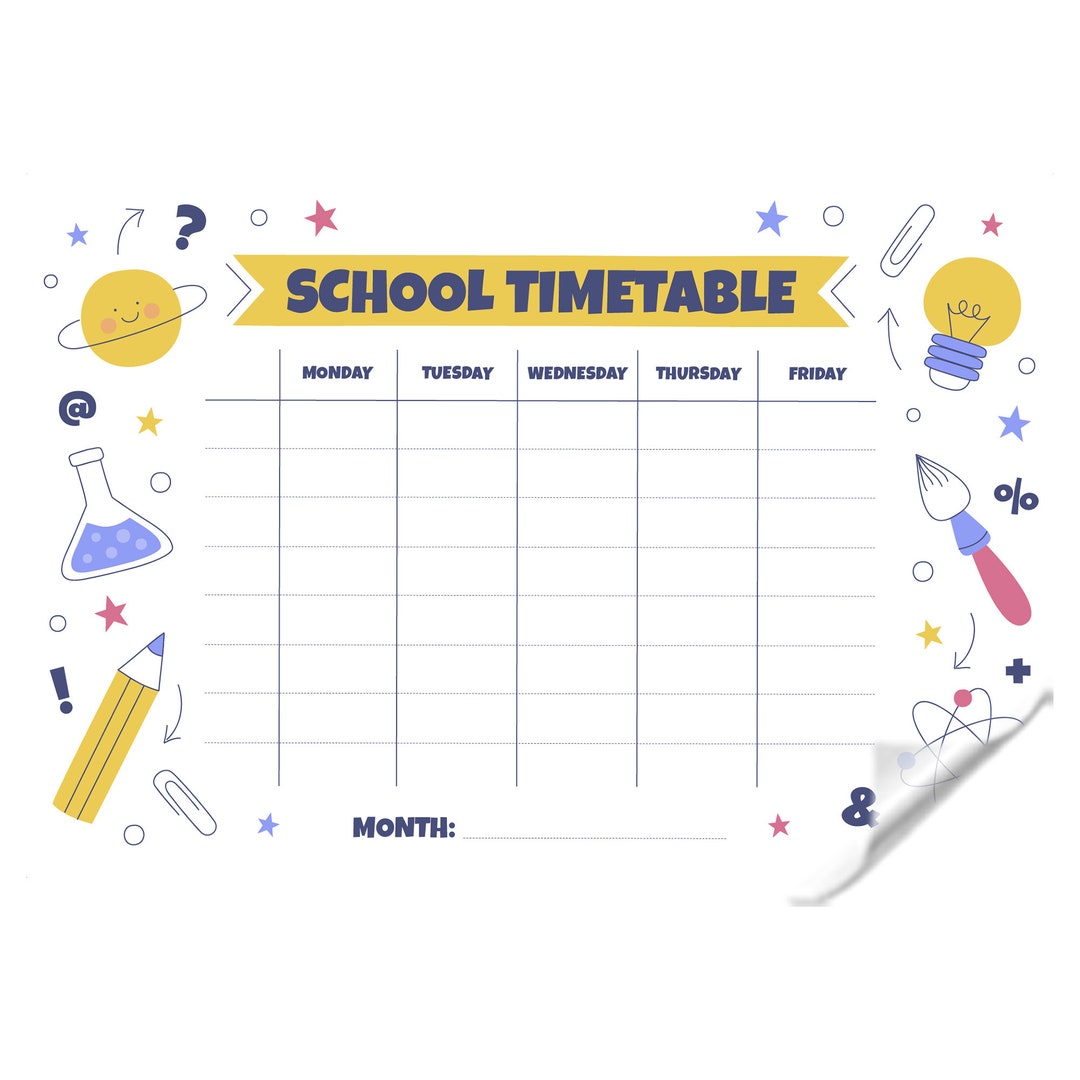 Dry Erase for Students School Timetable Planner Model-1 Plan Your Day ...