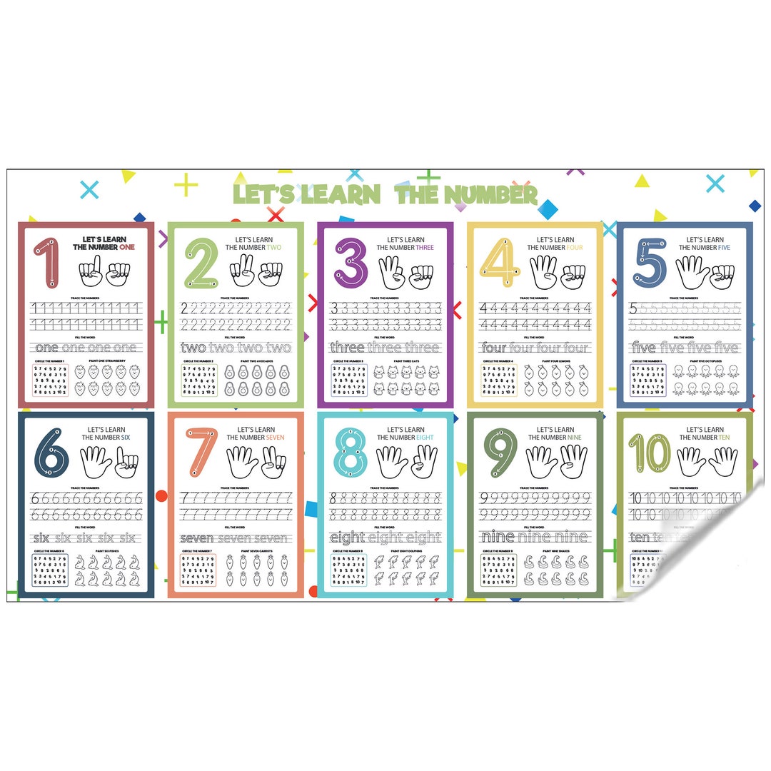 Dry Erase Line Guided English Numbers Activity Decal Number Tracing ...