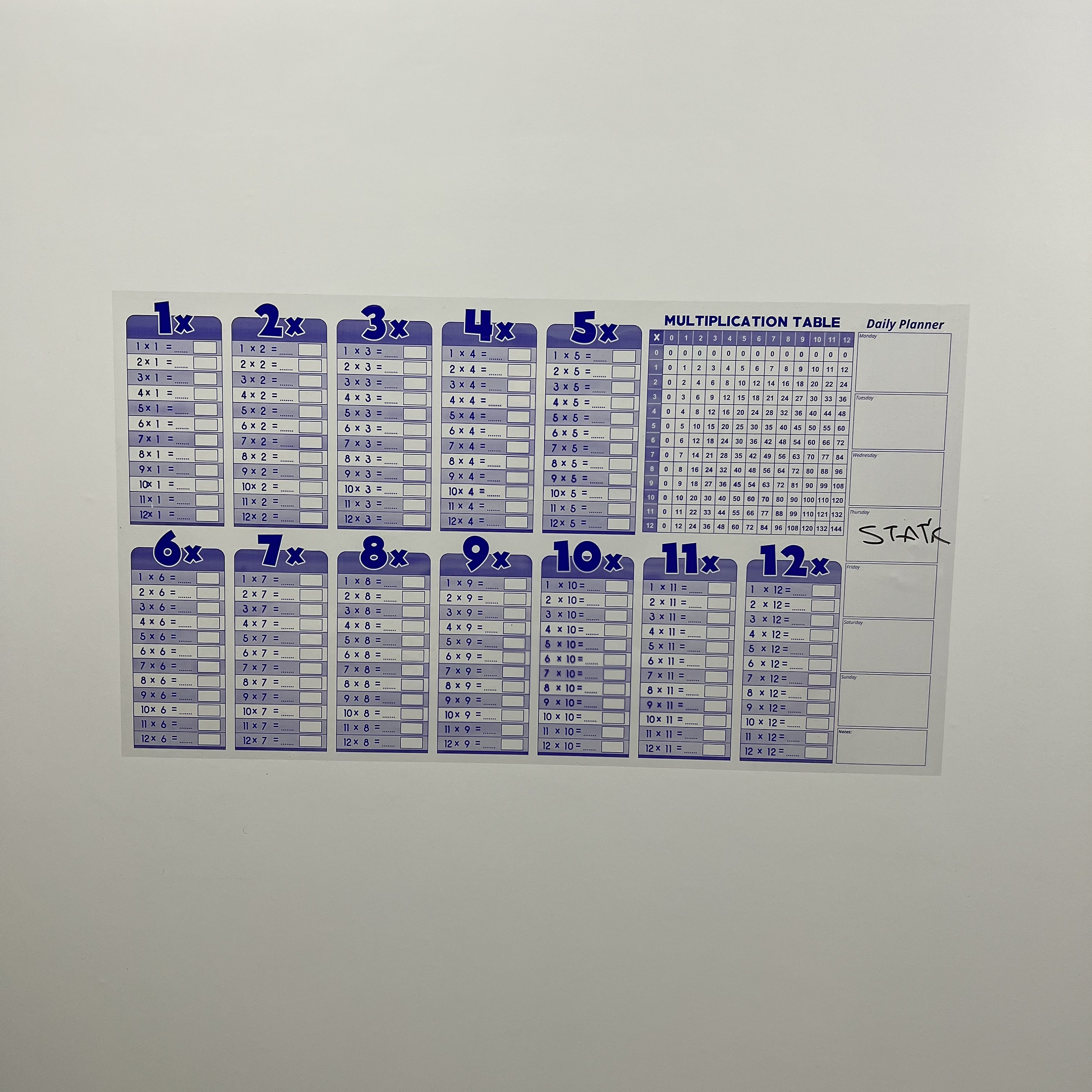 Educational for Kids Dry Erase Multiplication Table Reusable Durable ...