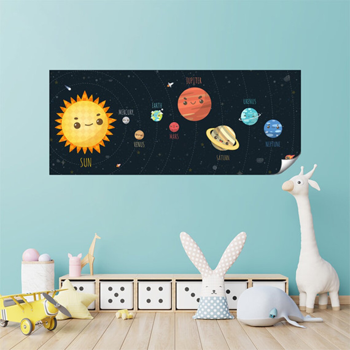 Educational Solar System Themed Wallpaper for Kids Mars Jupiter ...
