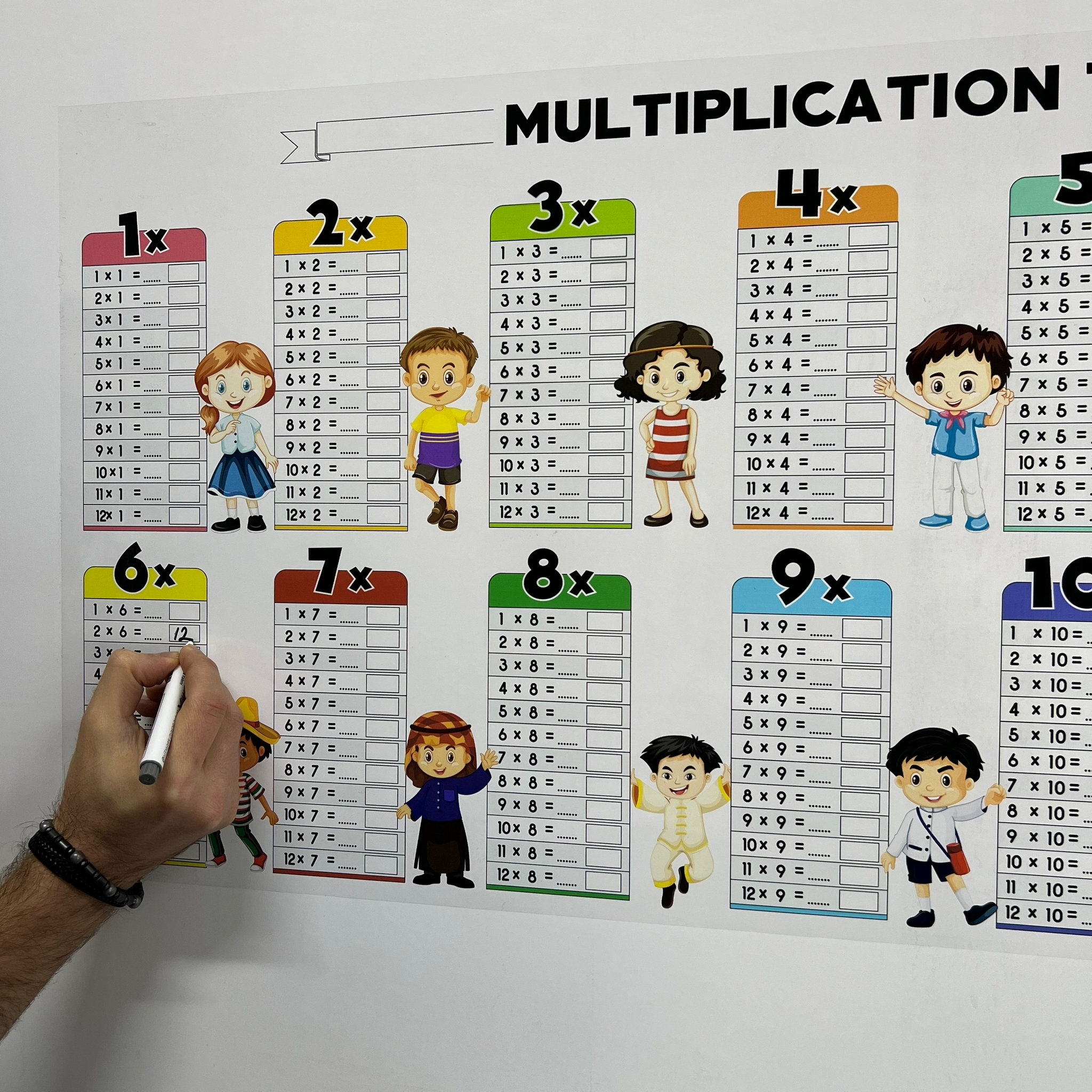Educational for Kids Dry Erase Color Multiplication Table - Etsy