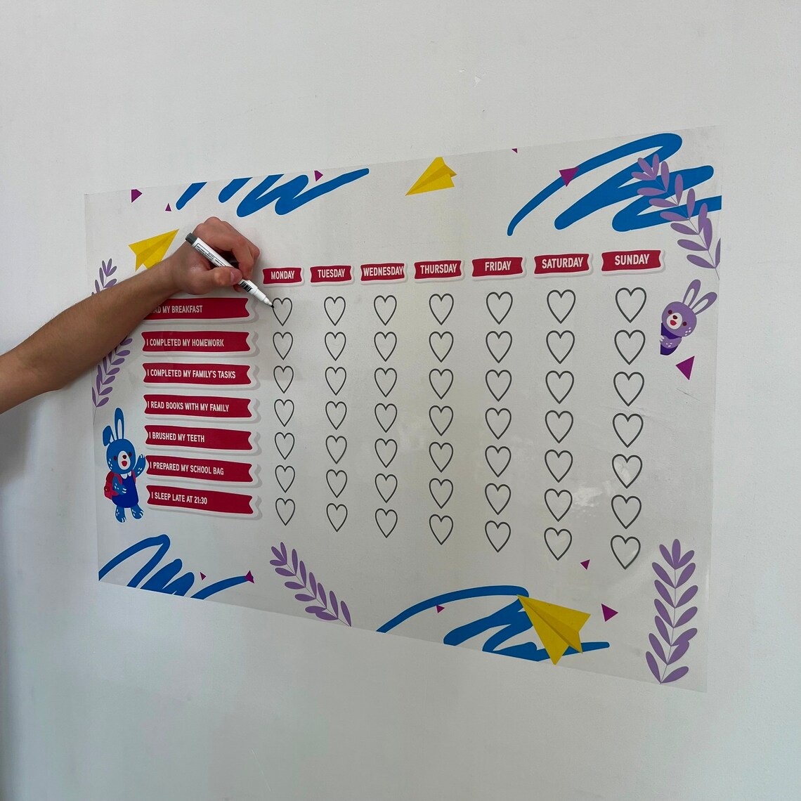Dry Erase Behavior Responsibility Chart for Children-5 Editable Chore ...