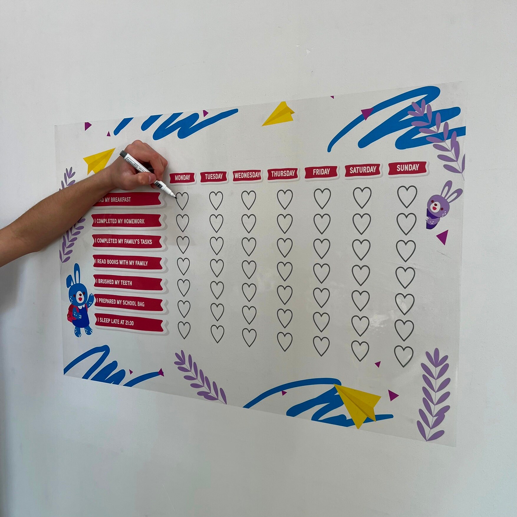 Dry Erase Behavior Responsibility Chart for Children-5 Editable Chore ...