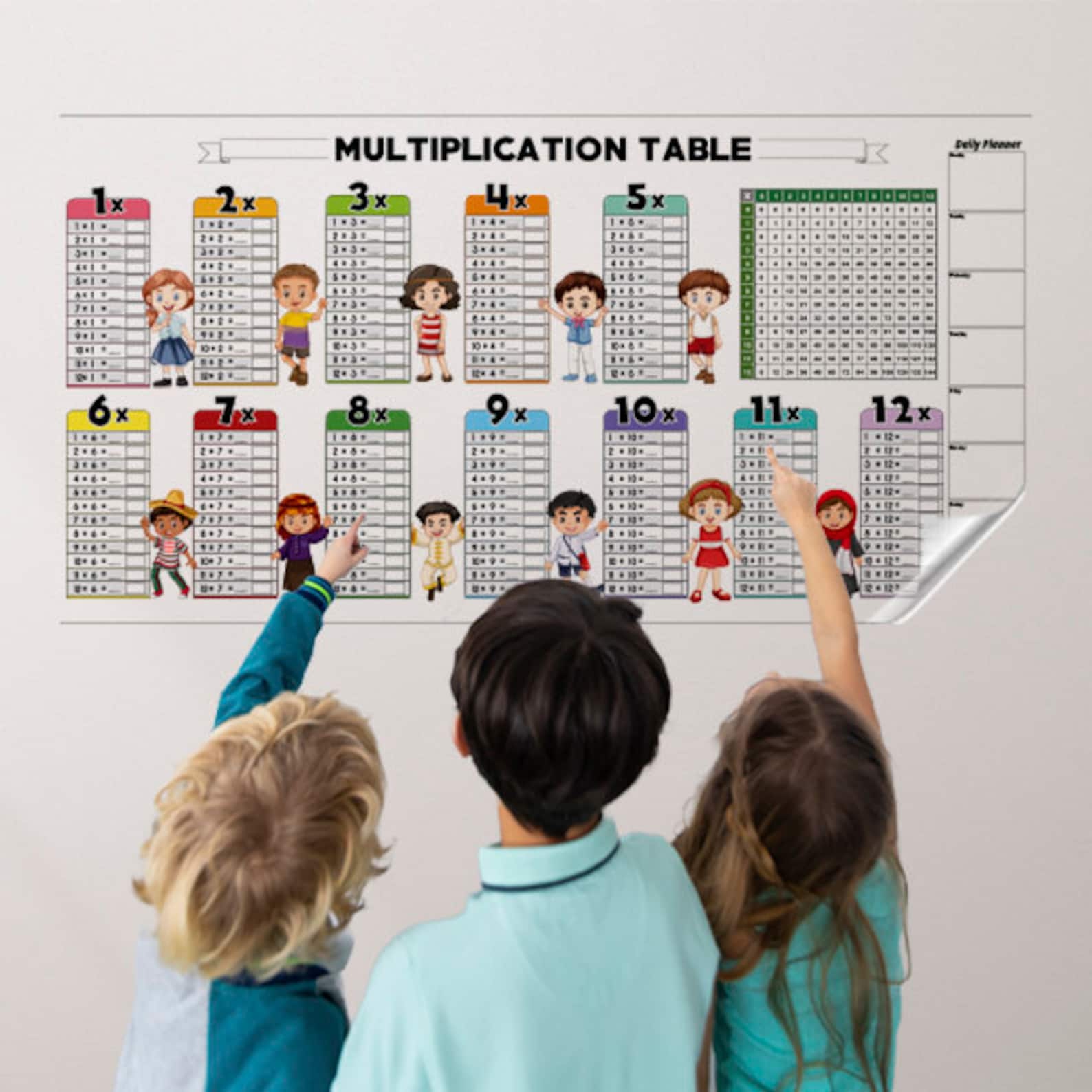 Educational for Kids Dry Erase Color Multiplication Table Reusable ...