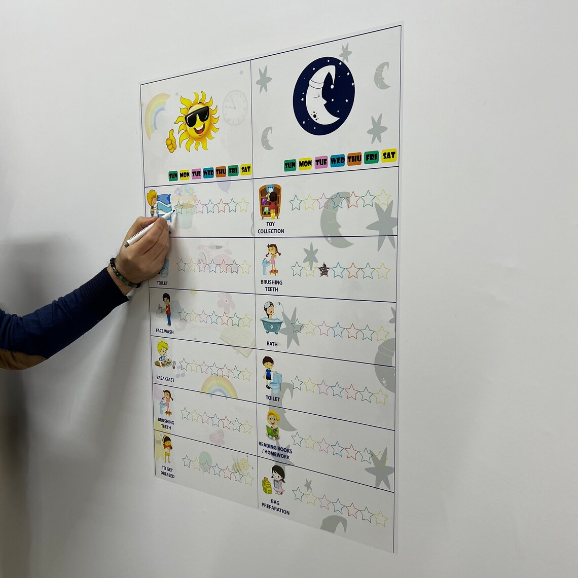 Dry Erase Behavior Responsibility Chart for Children-1 Editable Chore ...