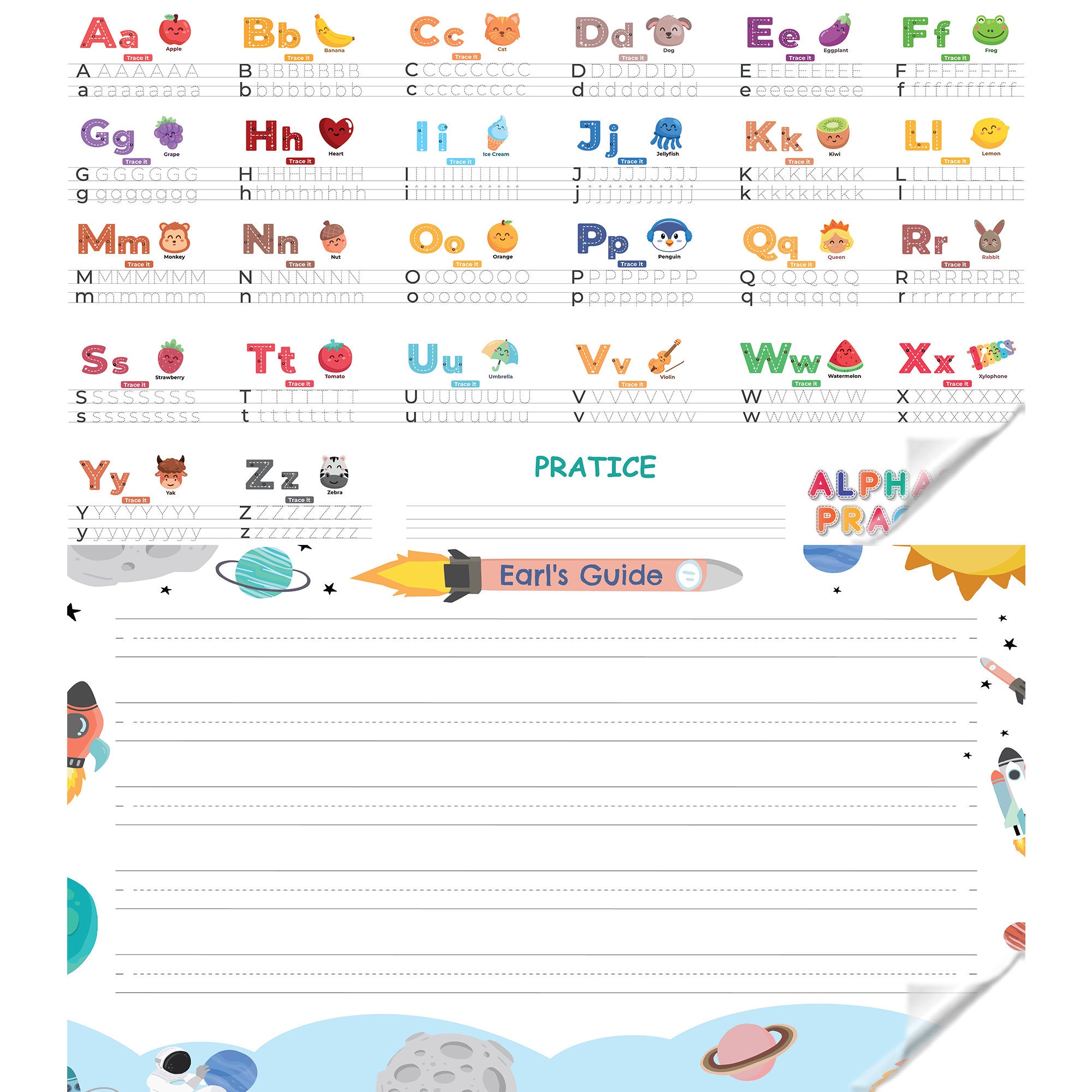 Dry Erase Activity Decal Set of English Alphabet and Grid - Etsy