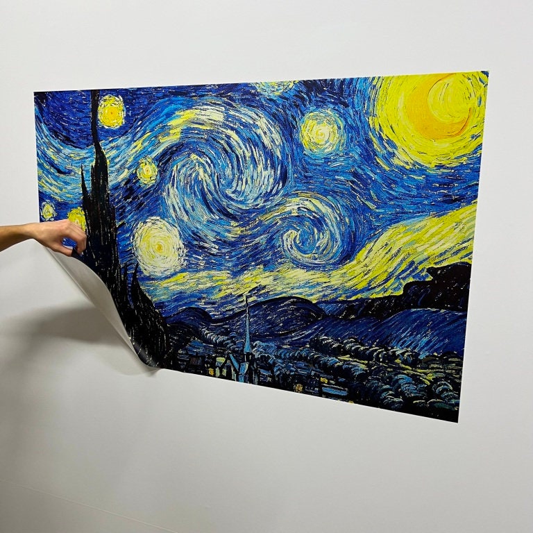Van Gogh's Starry Night Static Picture Table Reusable Wall Art, Famous ...