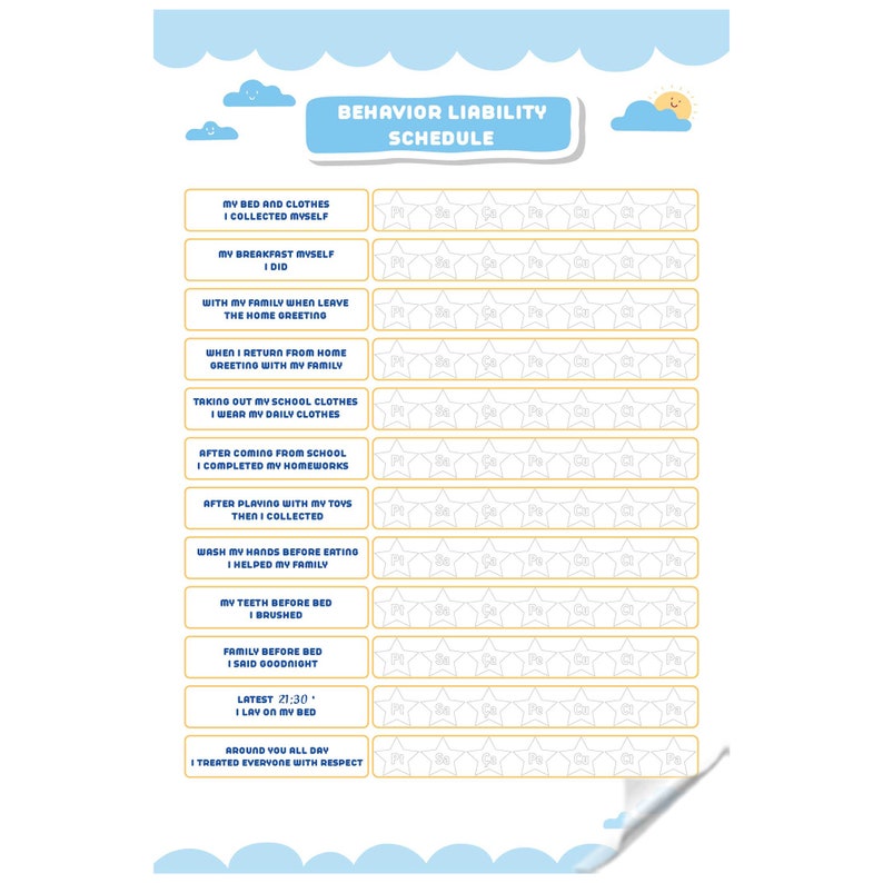 Dry Erase Behavior Responsibility Chart for Children-4 Editable Chore ...