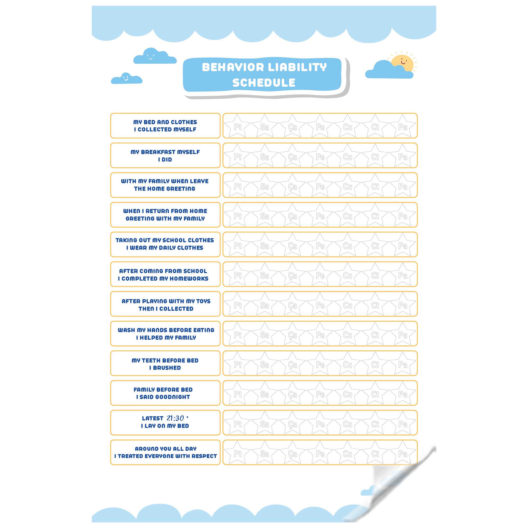 Dry Erase Behavior Responsibility Chart for Children-4 Editable Chore ...