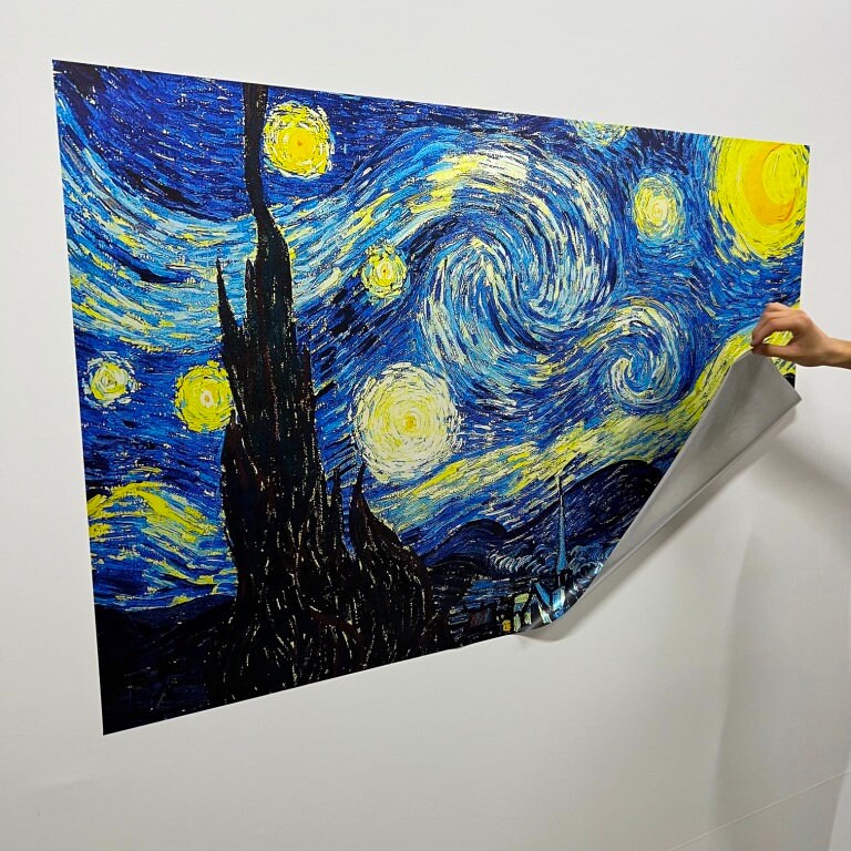 Van Gogh's Starry Night Static Picture Table Reusable Wall Art, Famous ...
