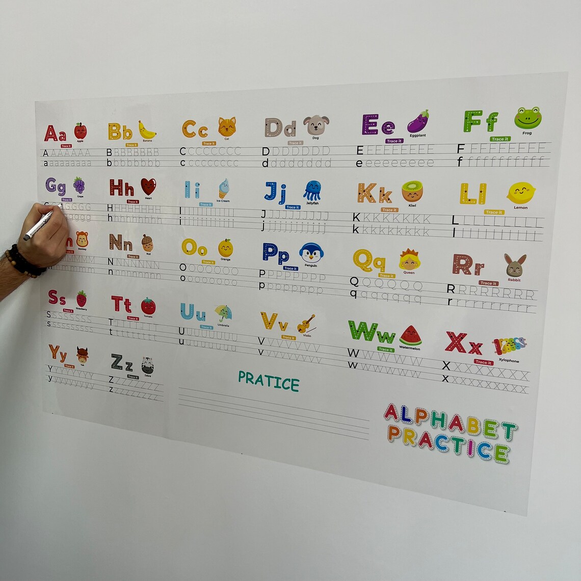 Dry Erase Guided English Alphabet Activity Decal Alphabet Chart for ...