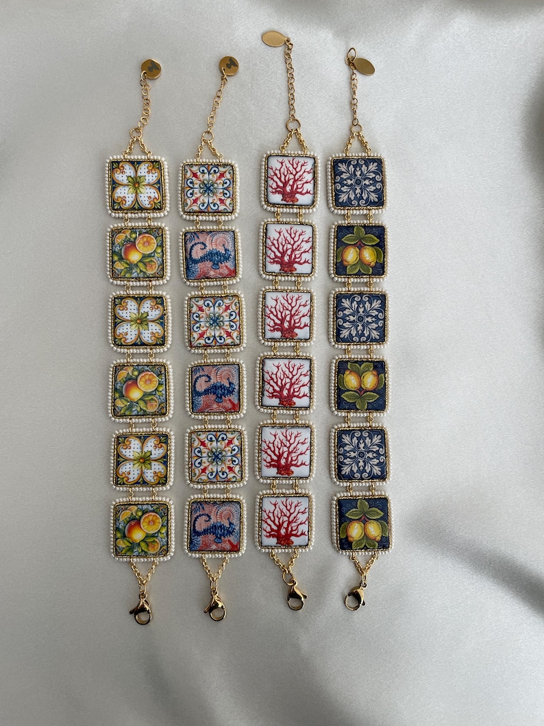 Tile Bracelet, Sicilian Bracelet, With Caltagirone Ceramic Tiles ...