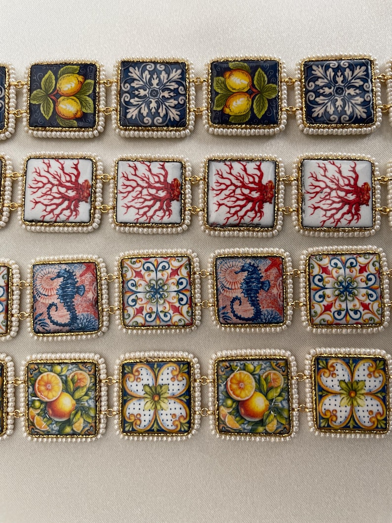 Tile Bracelet, Sicilian Bracelet, With Caltagirone Ceramic Tiles ...