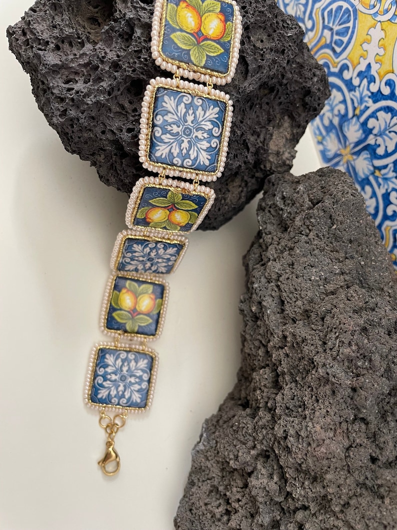 Tile Bracelet, Sicilian Bracelet, With Caltagirone Ceramic Tiles ...