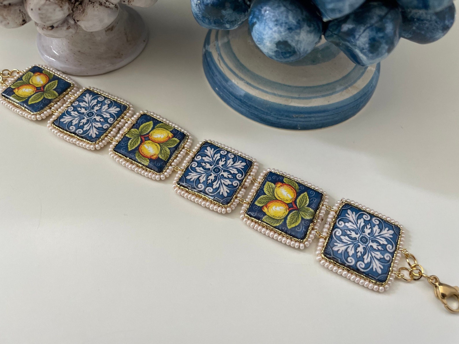 Tile Bracelet, Sicilian Bracelet, With Caltagirone Ceramic Tiles ...