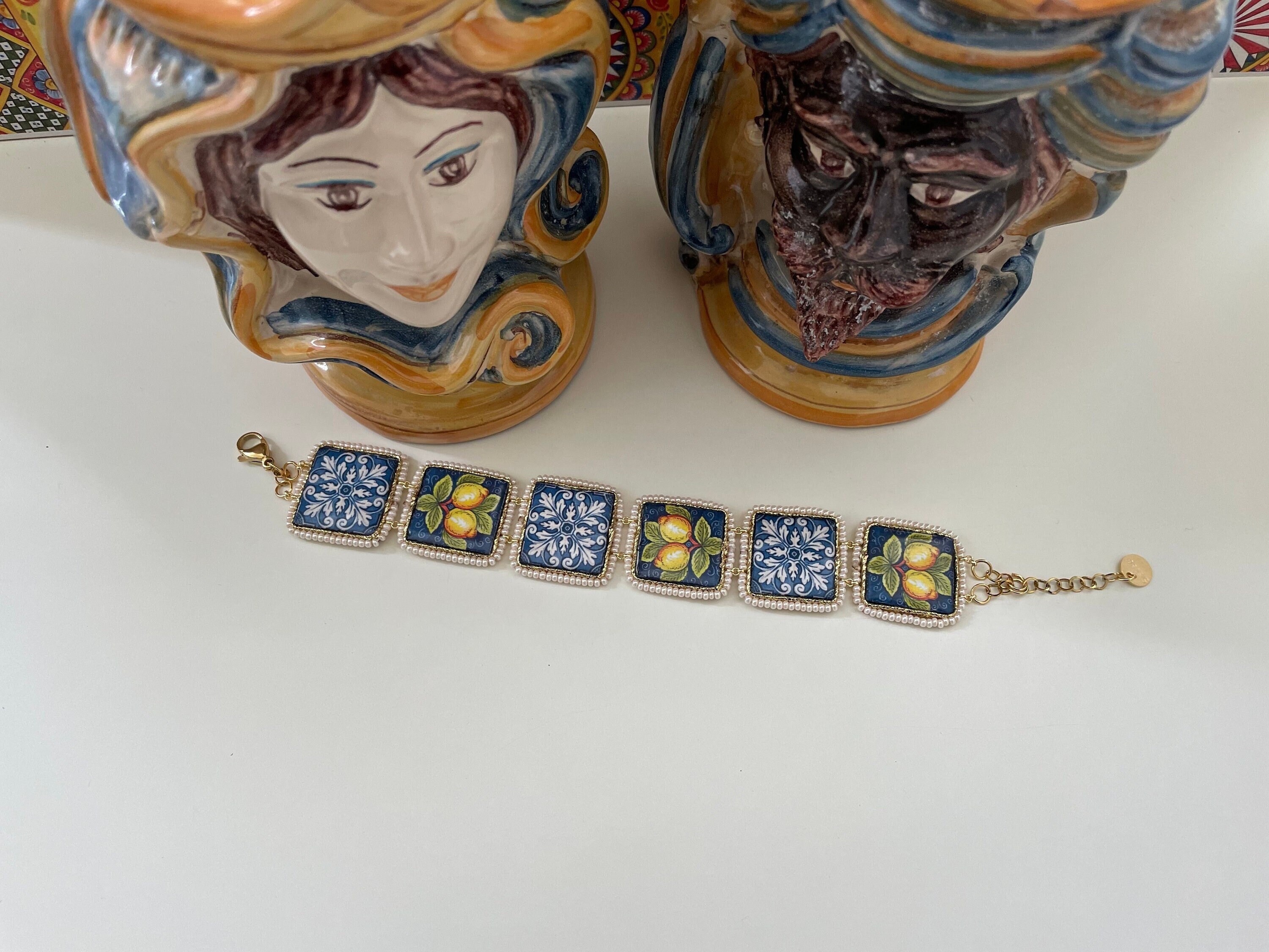Tile Bracelet, Sicilian Bracelet, With Caltagirone Ceramic Tiles ...