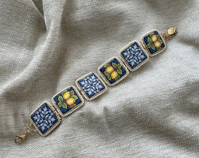 Sicilian Bracelet With Sicily Ceramic Tiles - Etsy