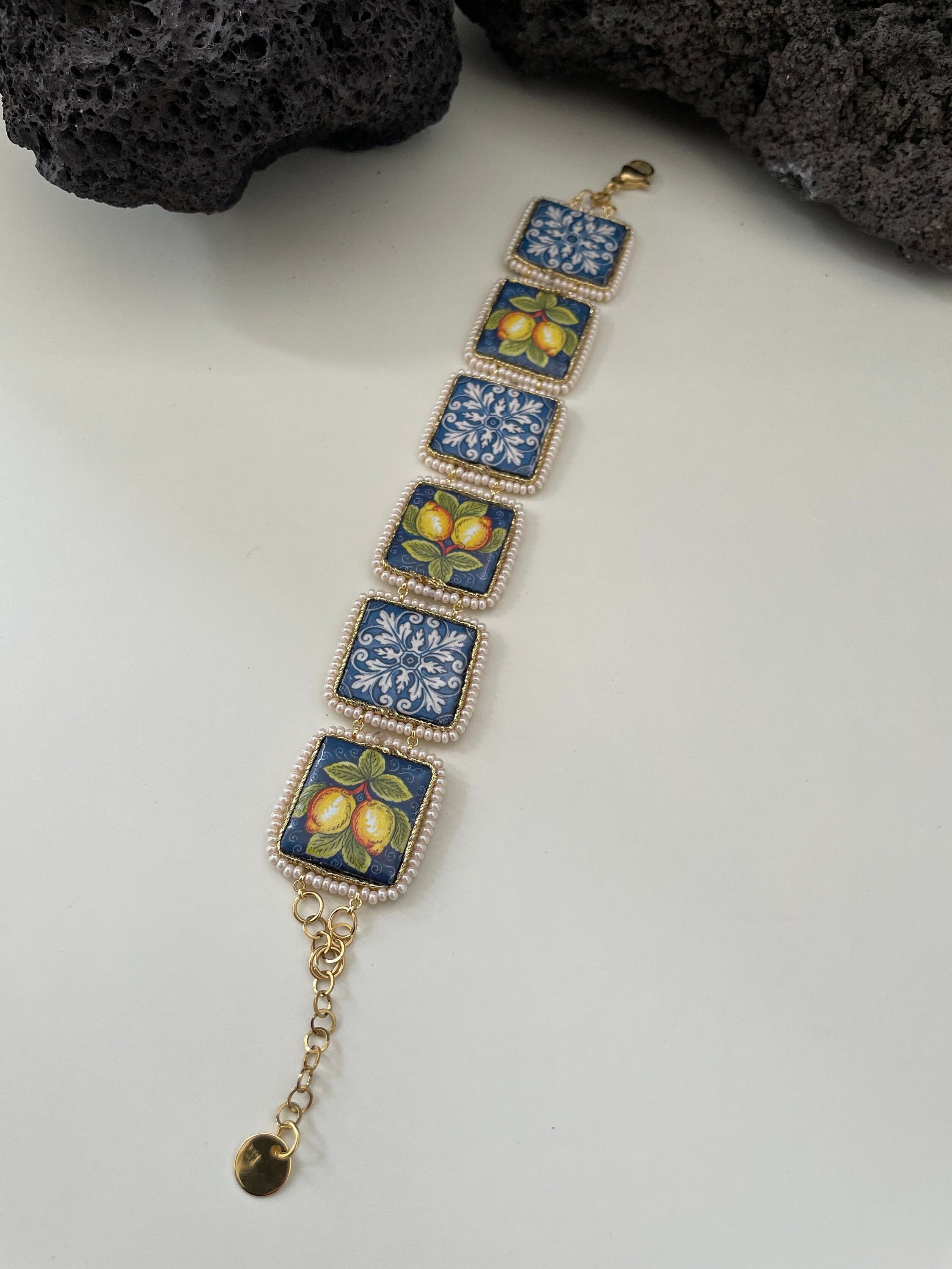 Tile Bracelet, Sicilian Bracelet, With Caltagirone Ceramic Tiles ...