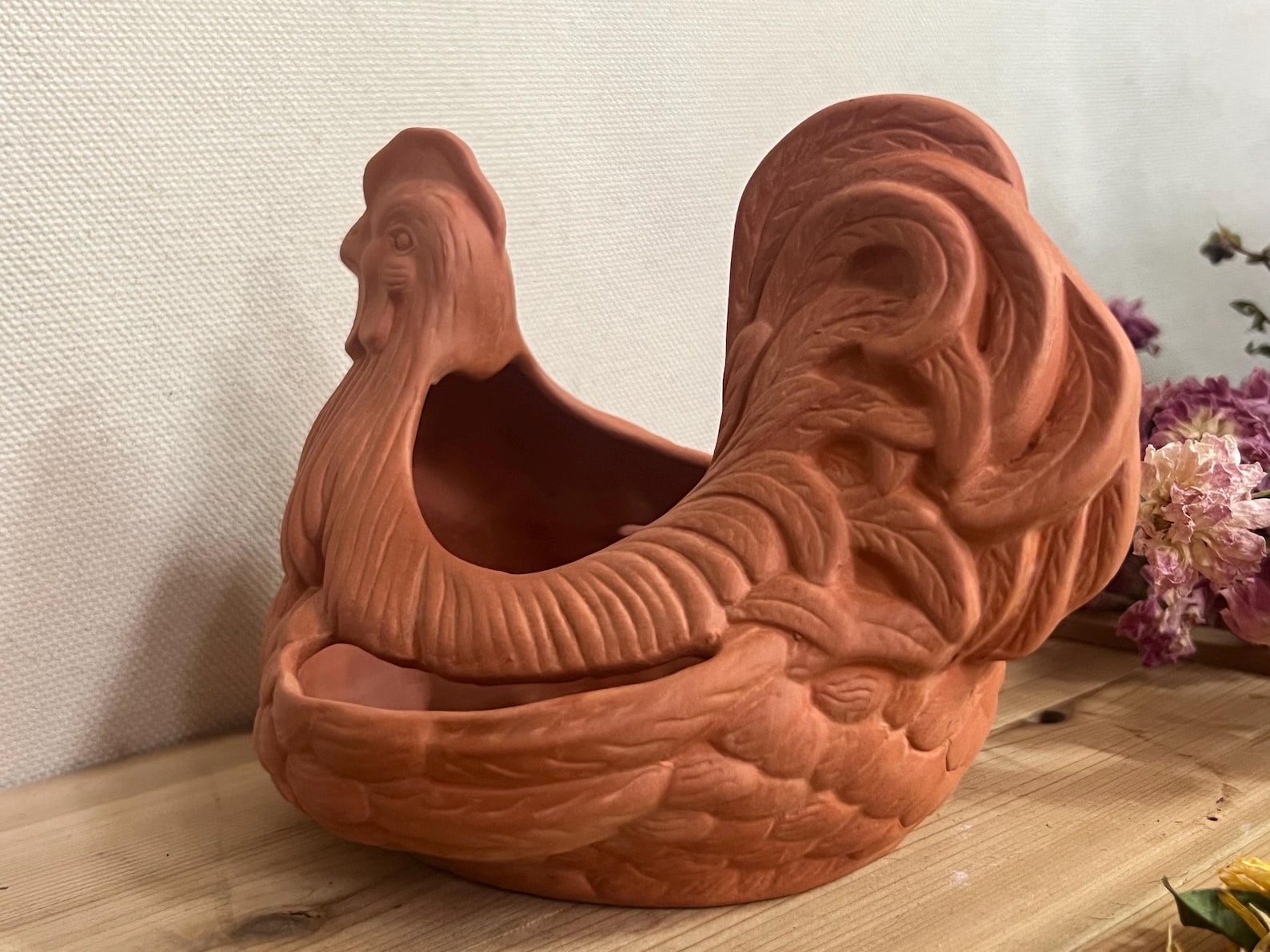 Small Rooster or Chicken Plant Pot Made of Terracotta - Etsy