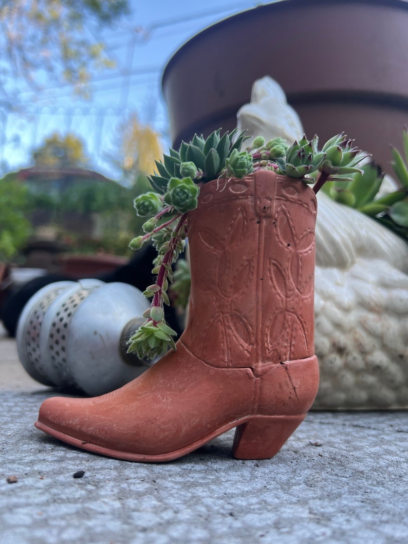 Cowgirl Boot Terracotta Planter - Etsy