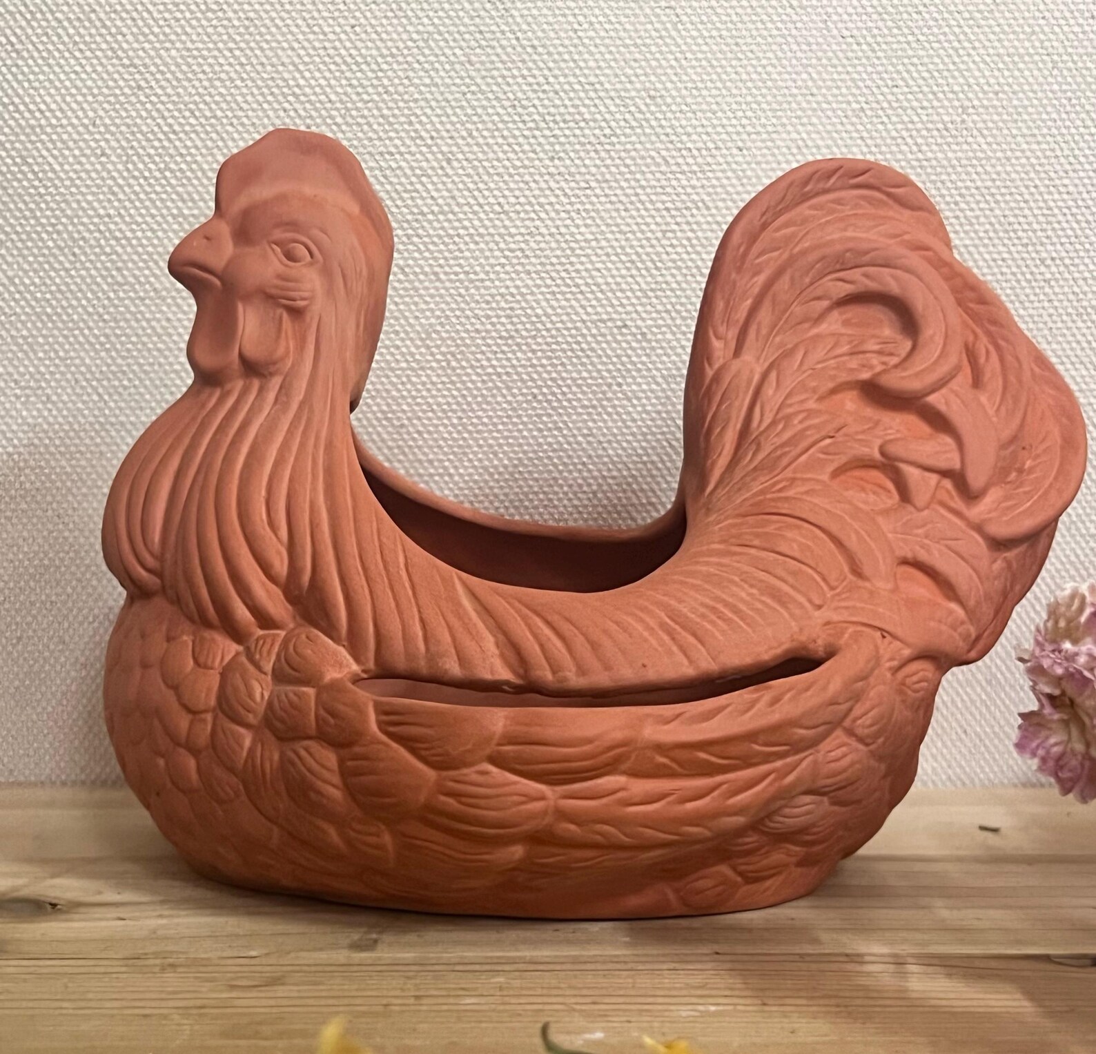 Small Rooster or Chicken Plant Pot Made of Terracotta - Etsy
