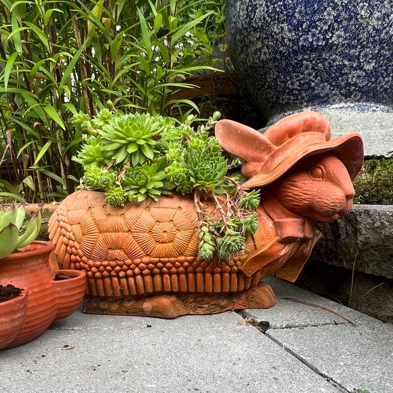 Rabbit Terracotta Planter - Etsy