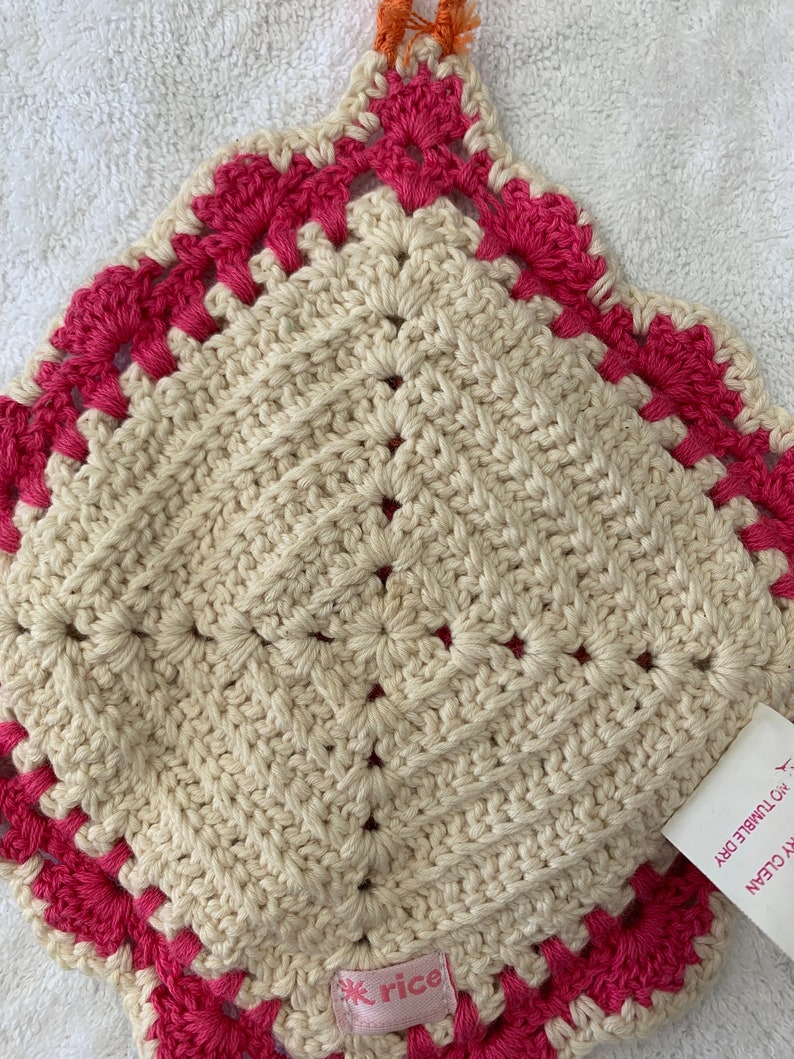 Hand Made Hot Plate Crochet Mat Kitchen Mate Double Ply Thickness With ...