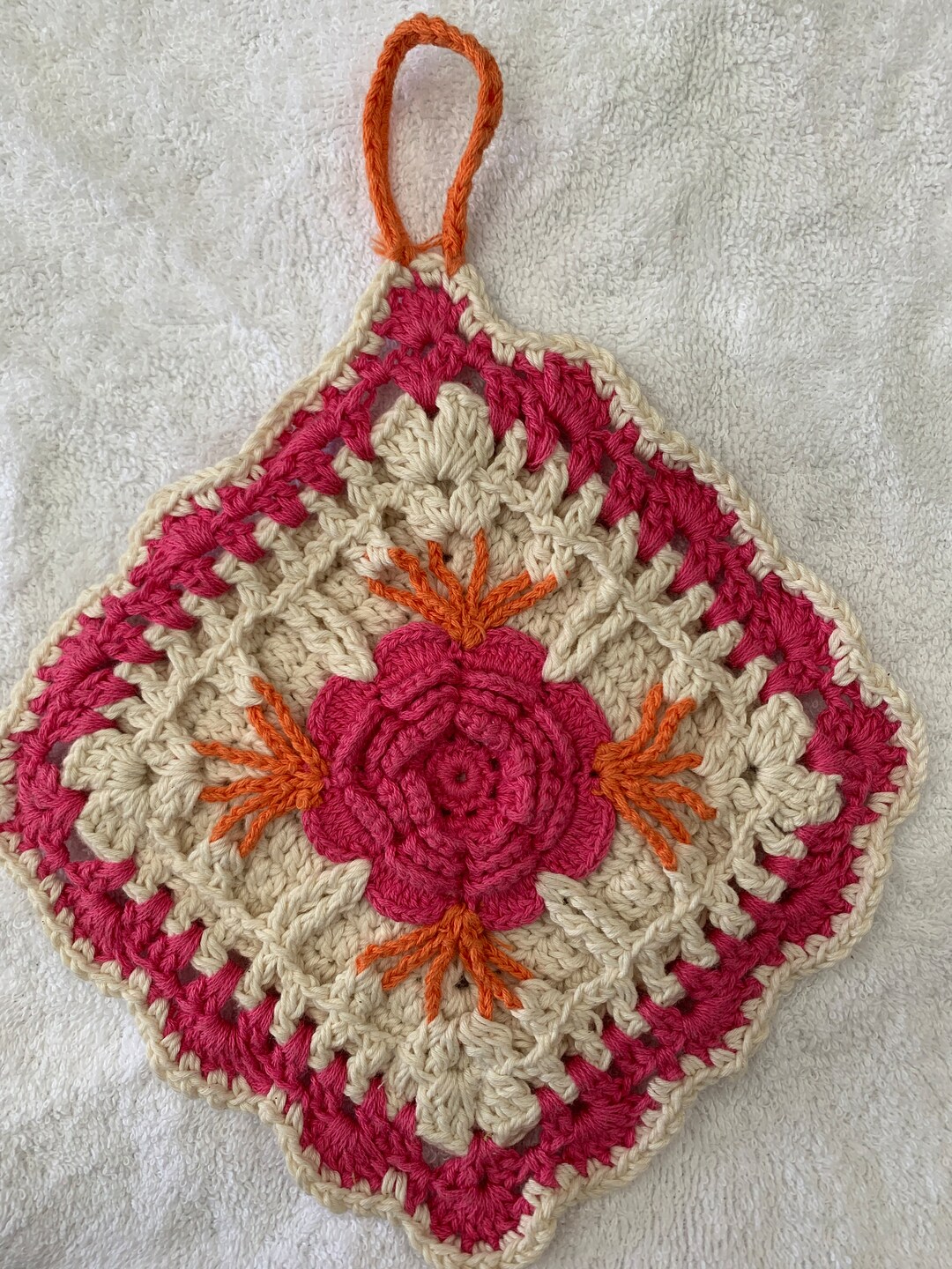 Hand Made Hot Plate Crochet Mat Kitchen Mate Double Ply Thickness With ...