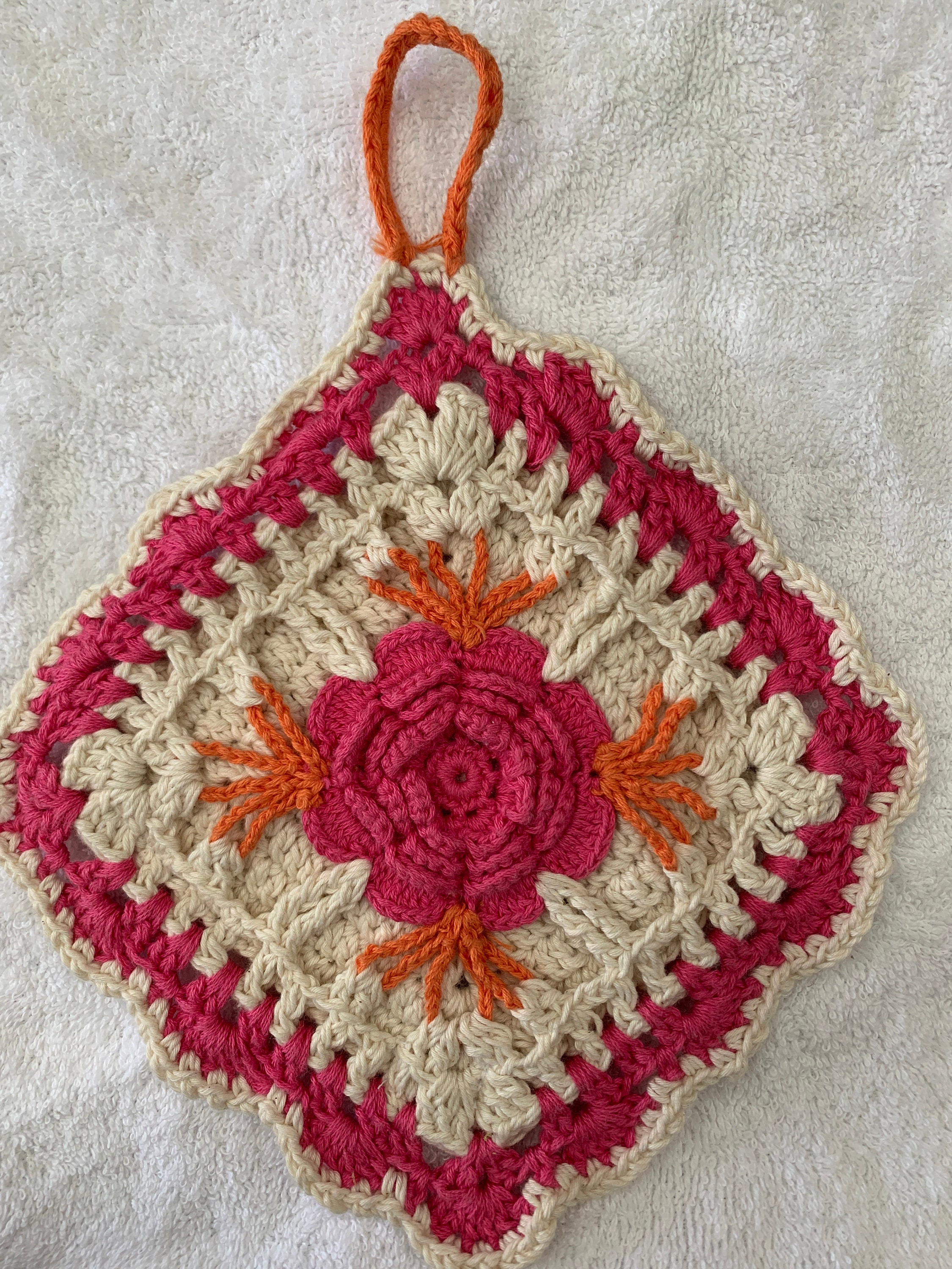 Hand Made Hot Plate Crochet Mat Kitchen Mate Double Ply Thickness With ...