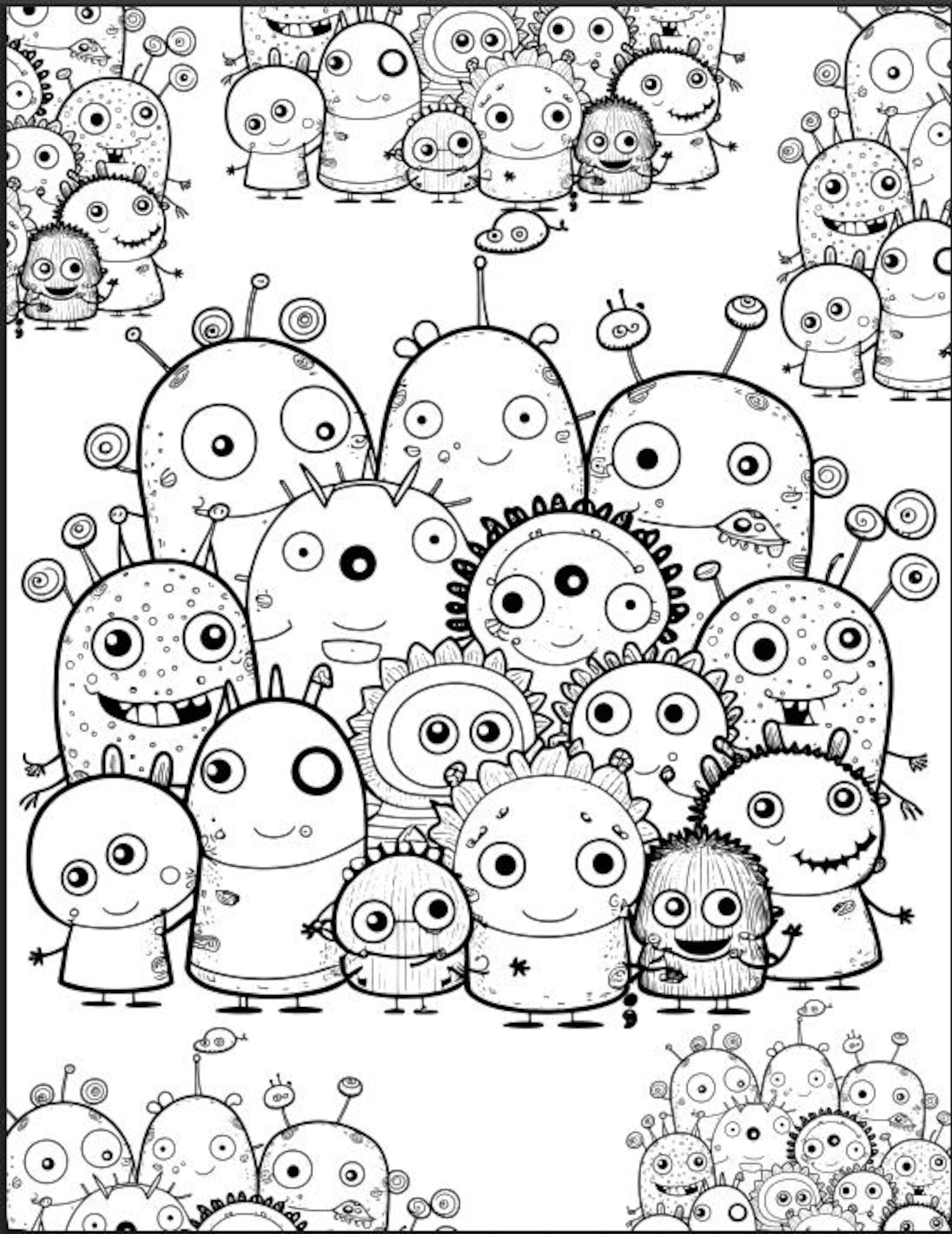 Cute Alien Coloring Pages for Kids – Printable Outer Space Monsters ...