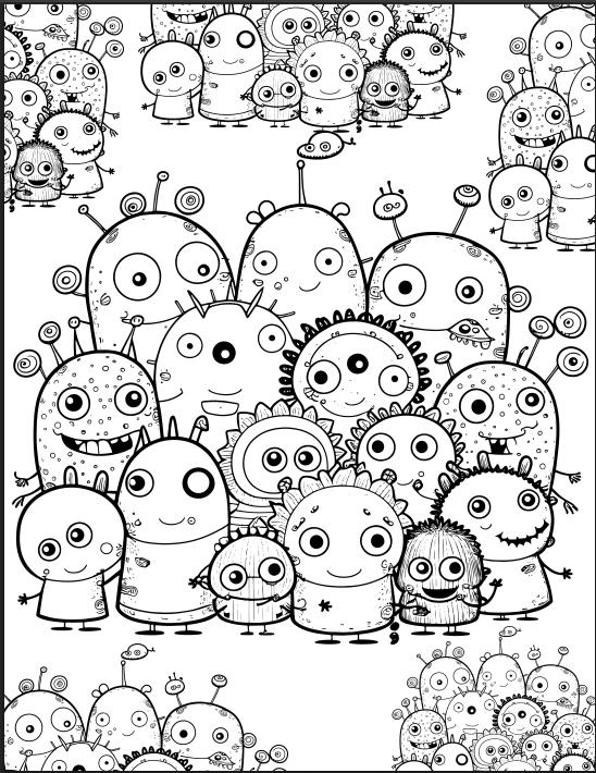 Cute Alien Coloring Pages for Kids – Printable Outer Space Monsters ...