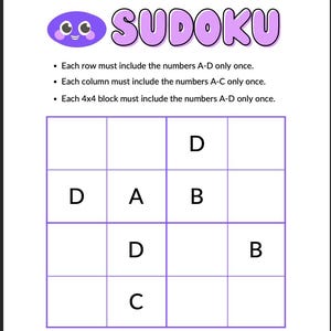 Sudoku Puzzles for Kids, Sudoku Game Activity for Kindergarten, Easy ...
