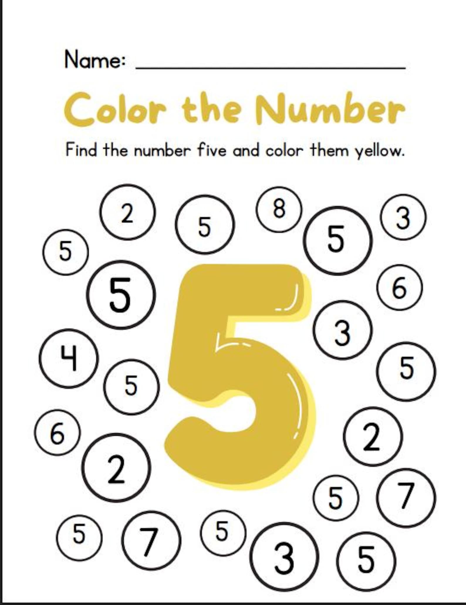 Number Coloring Pages: Learn Numbers 3, 5, 8 (printable Activity) - Etsy