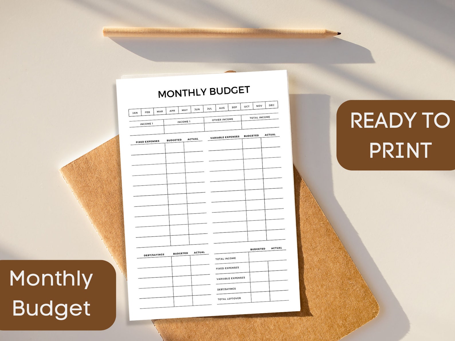 Monthly Budget - Monthly Income and Expense, Monthly Budget Printable ...