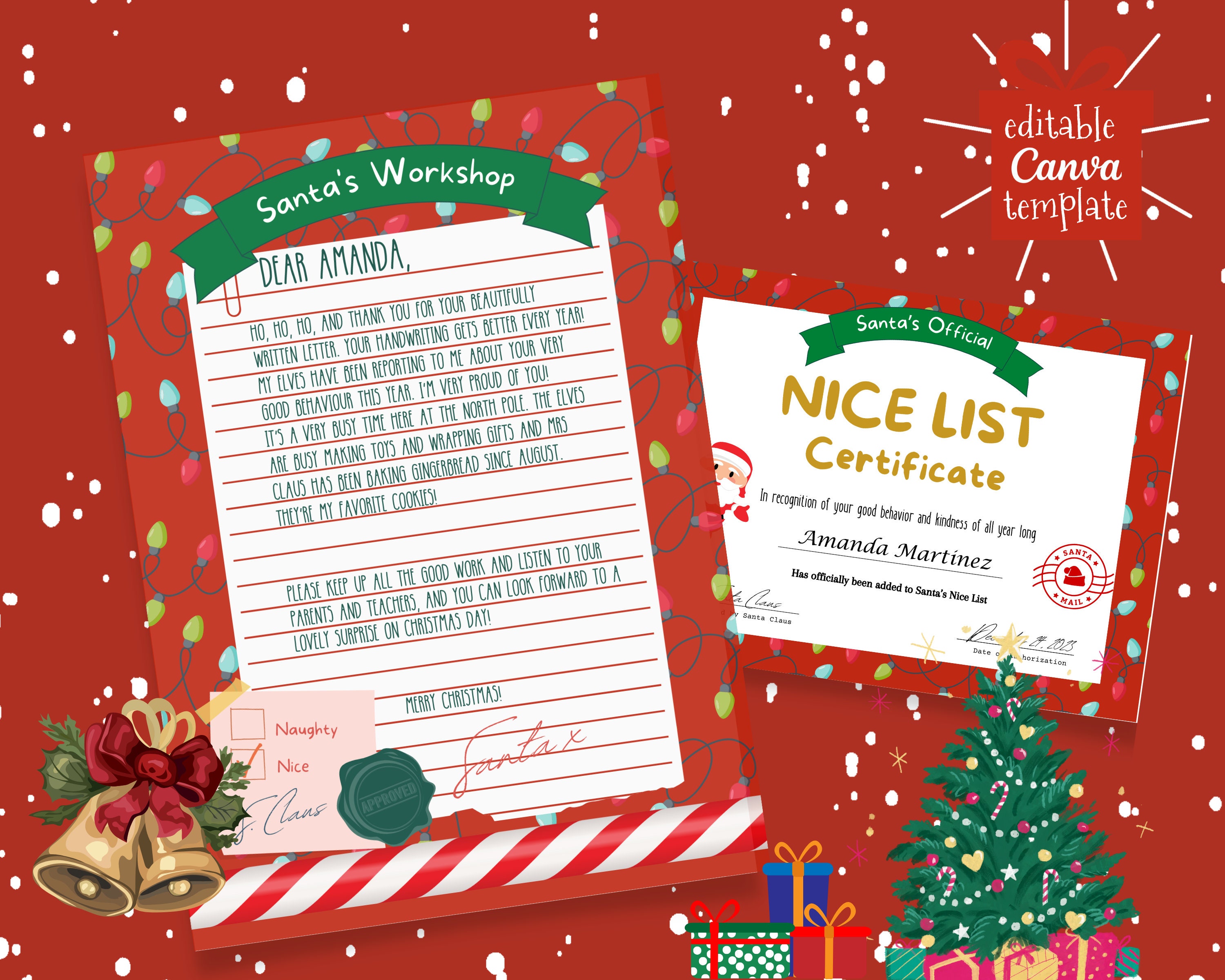 Personalize Letter From Santa, Kids Letter From Santa Claus, Greeting ...