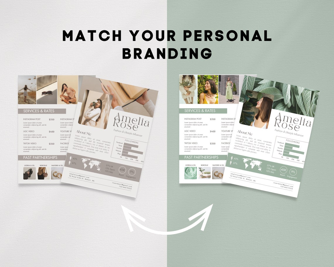 2 Page Instagram Influencer Rate Sheet, Blogger Sheet, Editable in ...