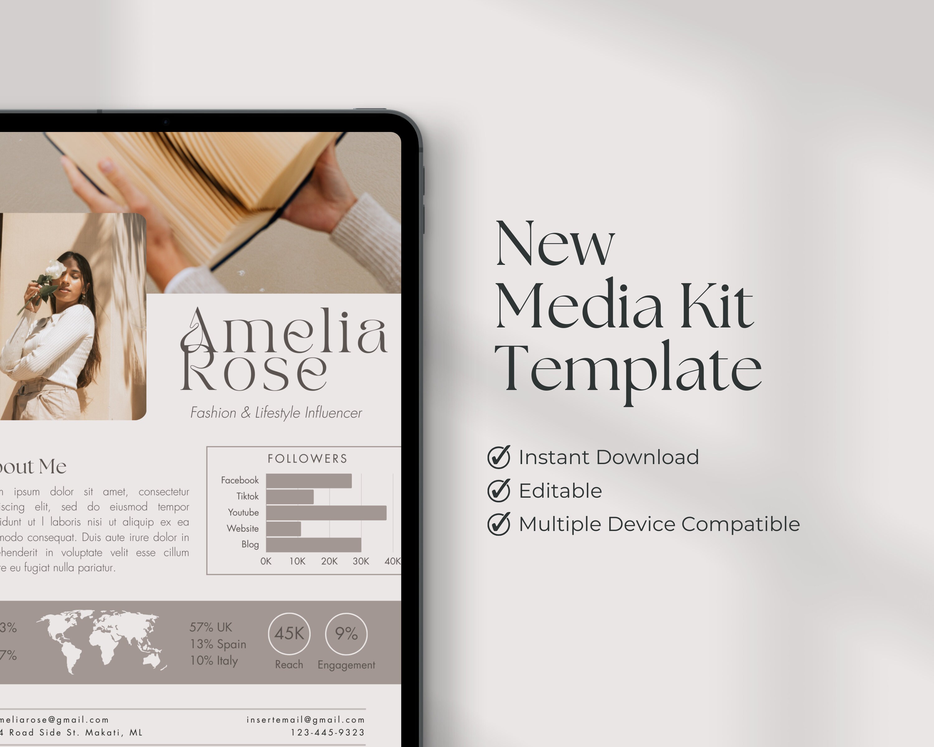 2 Page Instagram Influencer Rate Sheet, Blogger Sheet, Editable in ...