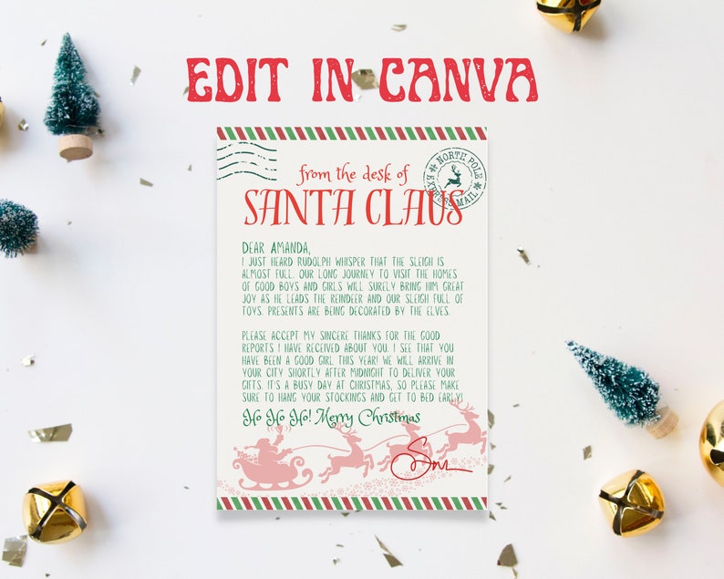 Editable Personalized Letter From Santa Claus From the Desk of Santa ...