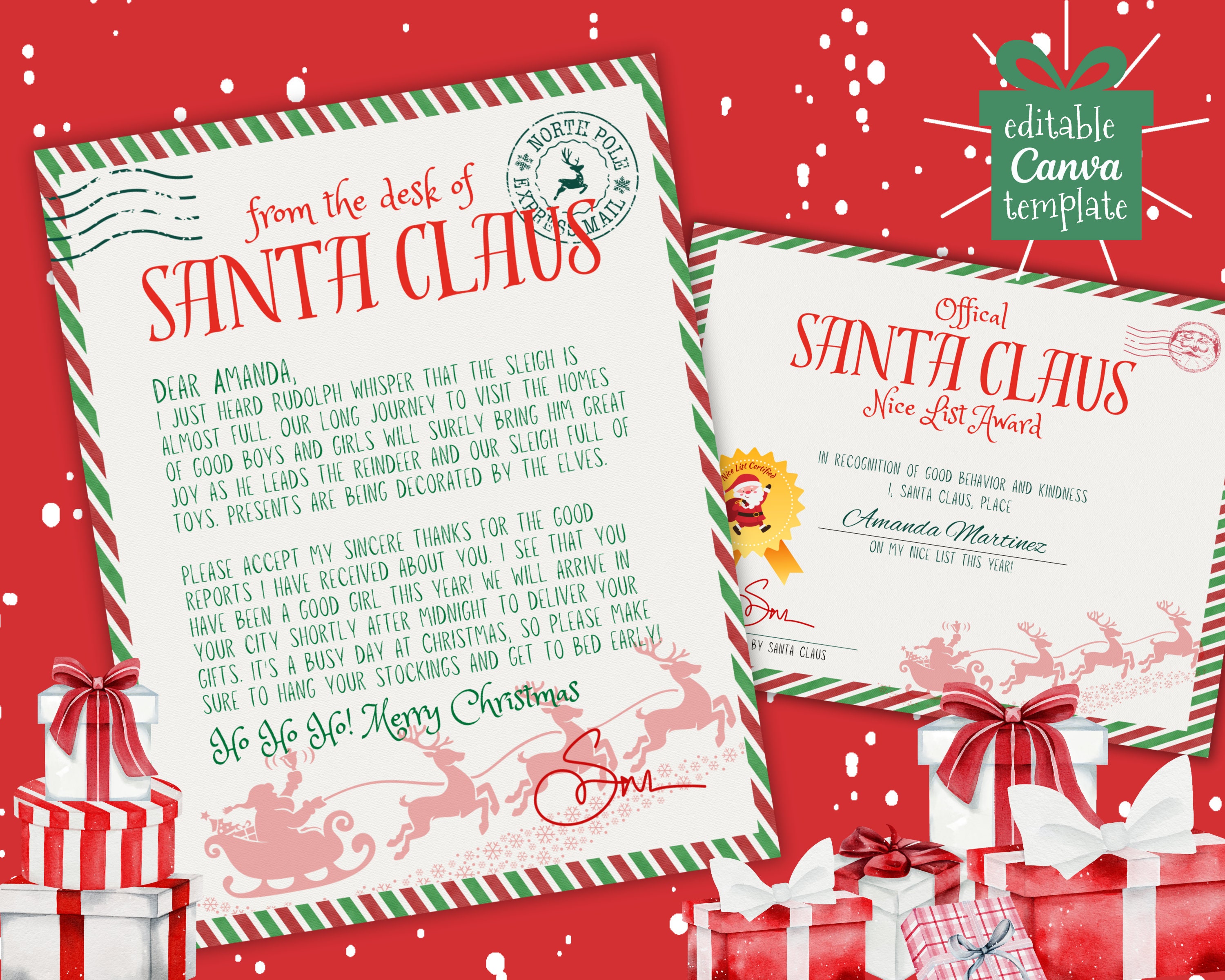 Editable Personalized Letter From Santa Claus From the Desk of Santa ...