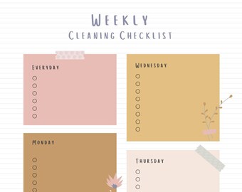 Weekly Cleaning Checklist - Etsy